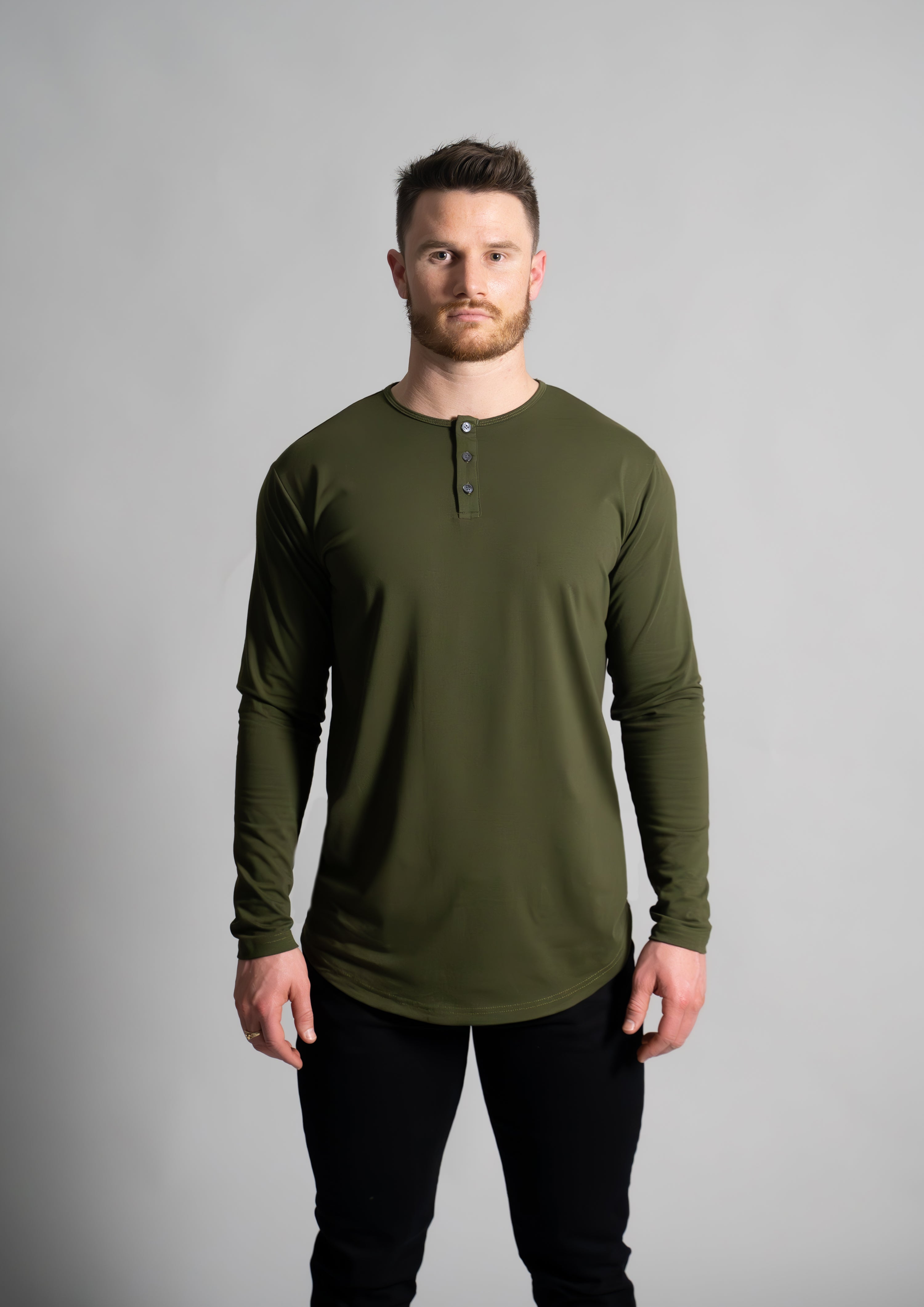 Men's Fern Long Sleeve Henley Curved Hem Tee | Ten 10 Apparel – Ten/10 ...